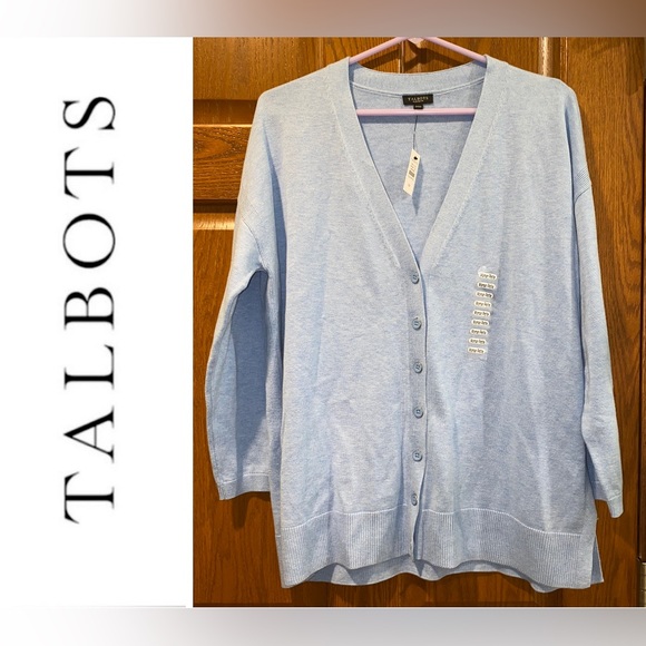 Talbots | Sweaters | Nwt Talbots Plus Petite Xp Light Blue Half Button ...